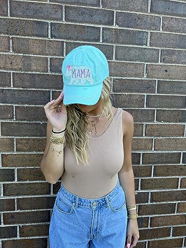 Funky Junque Distressed Baseball Cap Vintage Dad Hat - Mama Bear Lace (Mint)