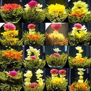 16 pcs variety flavors artistic blooming tea handmade chinese blooming flower tea balls green tea gift bloom