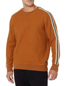 unionbay men's long sleeve cozy crewneck sweatshirt, burnt, small