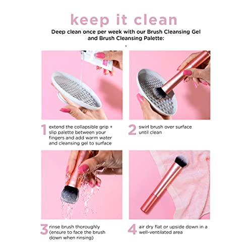 Real Techniques Foundation Makeup Blender, Kabuki Brush For Face or Body Makeup, Works With Liquid or Cream Foundation, No Handle, Blend & Buff Makeup, Dense Synthetic Bristles, 1 Count