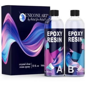 resin epoxy craft kit 32 ounce epoxy resin kit (16oz. resin + 16oz. hardener) high gloss uv resistant odor-free art resin, bpa-free and non-toxic crystal clear formula 32oz