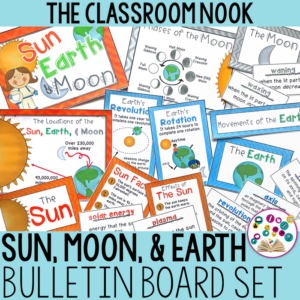 bulletin board set: sun, moon, & earth