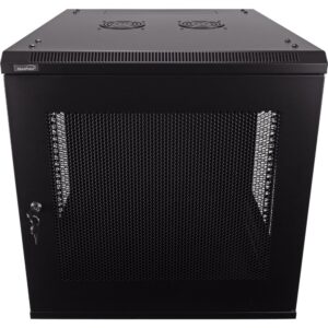 navepoint 12u server rack enclosure - 23.6” deep, 12u wall mount network cabinet with locking perforated door, 19” it equipment compatible, 12u network rack, removable side panels, black