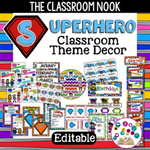 superhero themed classroom decor (printable & editable)