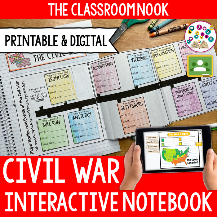 Interactive Notebook Template: American Civil War (Printable & Digital)