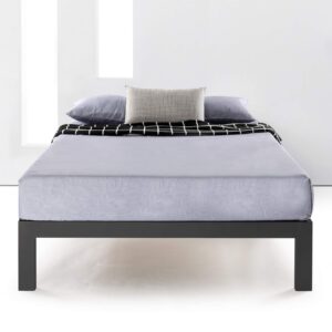 Mellow JustMallet Twin Bed Frame - 14 Inch Heavy Duty Steel Platform Beds w/Wood Slat Mattress Foundation (No Box Spring Needed), Black