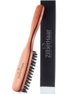 zilberhaar long hair & beard brush - made from stiff first cut boar bristles and pearwood - perfect beard care for men - works with all beard balms and beard oils - 8.5 inches long