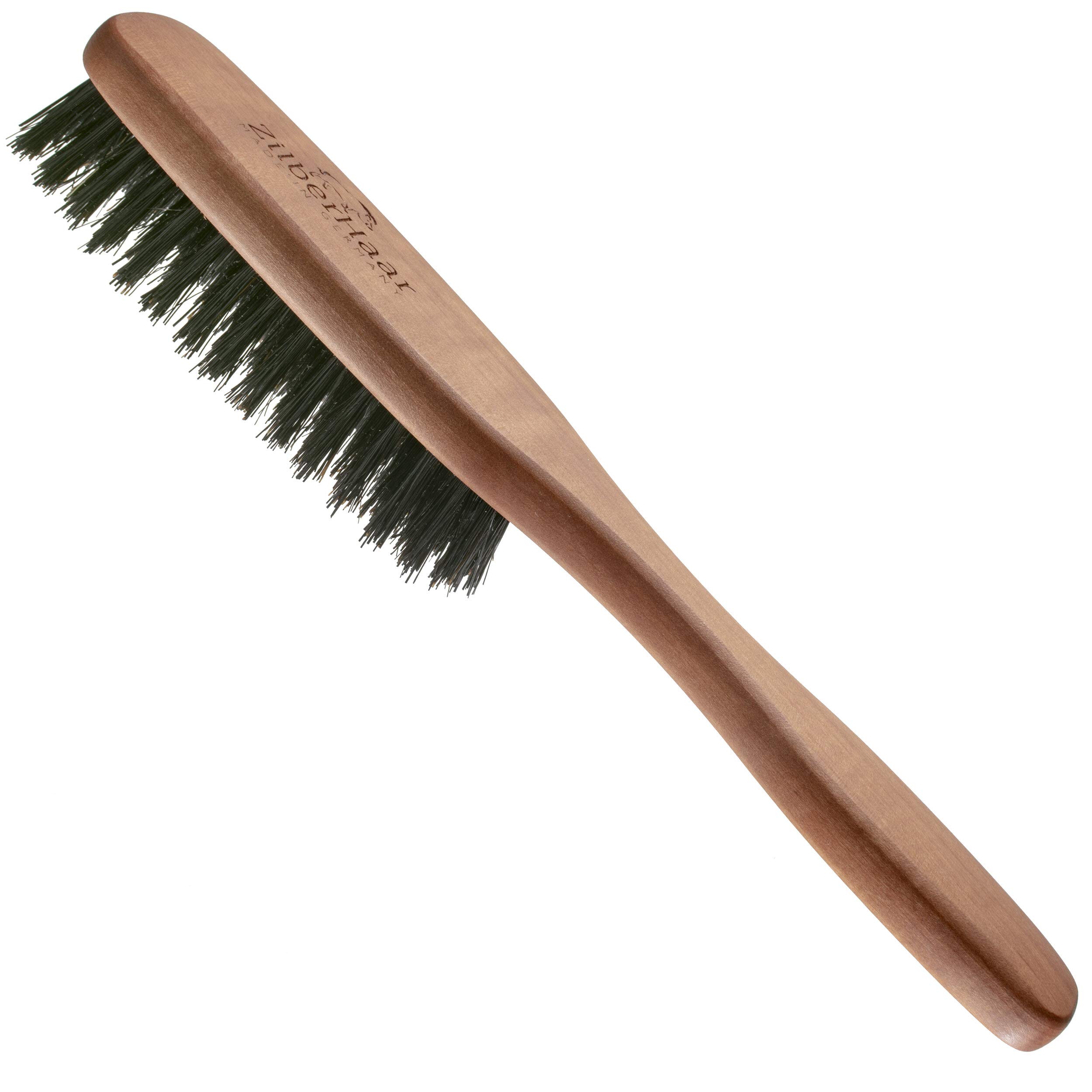 ZilberHaar Long Hair & Beard Brush - Made From Stiff First Cut Boar Bristles And Pearwood - Perfect Beard Care for Men - Works with all Beard Balms and Beard Oils - 8.5 inches long