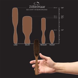 ZilberHaar Long Hair & Beard Brush - Made From Stiff First Cut Boar Bristles And Pearwood - Perfect Beard Care for Men - Works with all Beard Balms and Beard Oils - 8.5 inches long