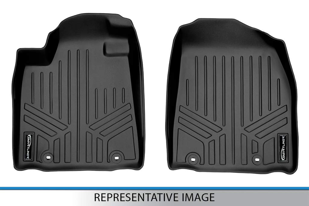 SMARTLINER Custom Fit Floor Mats 1st Row Liner Set Black Compatible with 2015-2022 Compatible with Ford F-150 SuperCab or SuperCrew Cab