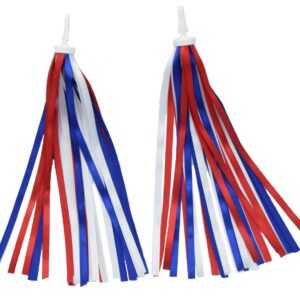 catin Patriotic Bike Streamers Red White Blue Bike Tassels Ribbon 4th of July Bike Decorations for Bicycle Scooter Tricycle Handlebar, 1 Pair