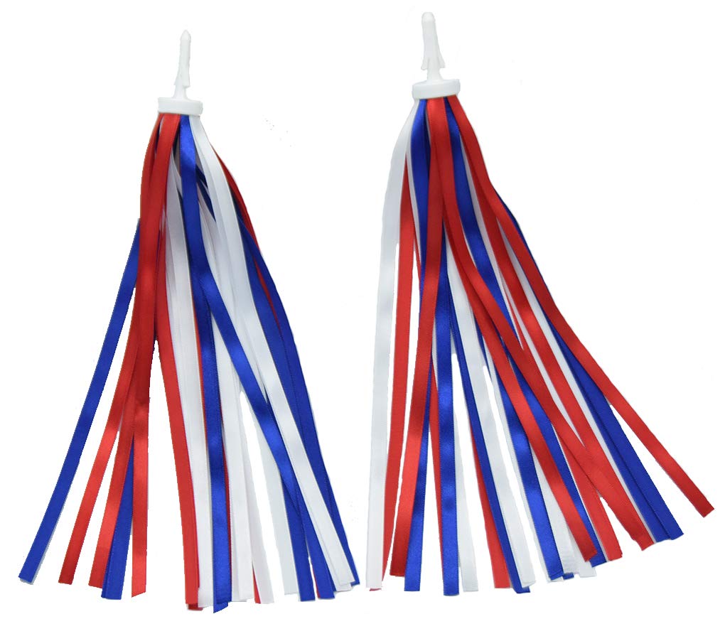 catin Patriotic Bike Streamers Red White Blue Bike Tassels Ribbon 4th of July Bike Decorations for Bicycle Scooter Tricycle Handlebar, 1 Pair