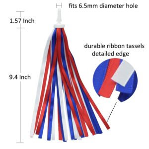 catin Patriotic Bike Streamers Red White Blue Bike Tassels Ribbon 4th of July Bike Decorations for Bicycle Scooter Tricycle Handlebar, 1 Pair