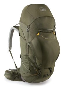 lowe alpine cerro torre long-distance & remote hiking backpack, cerro torre 65:85 liter l/xl, dark olive