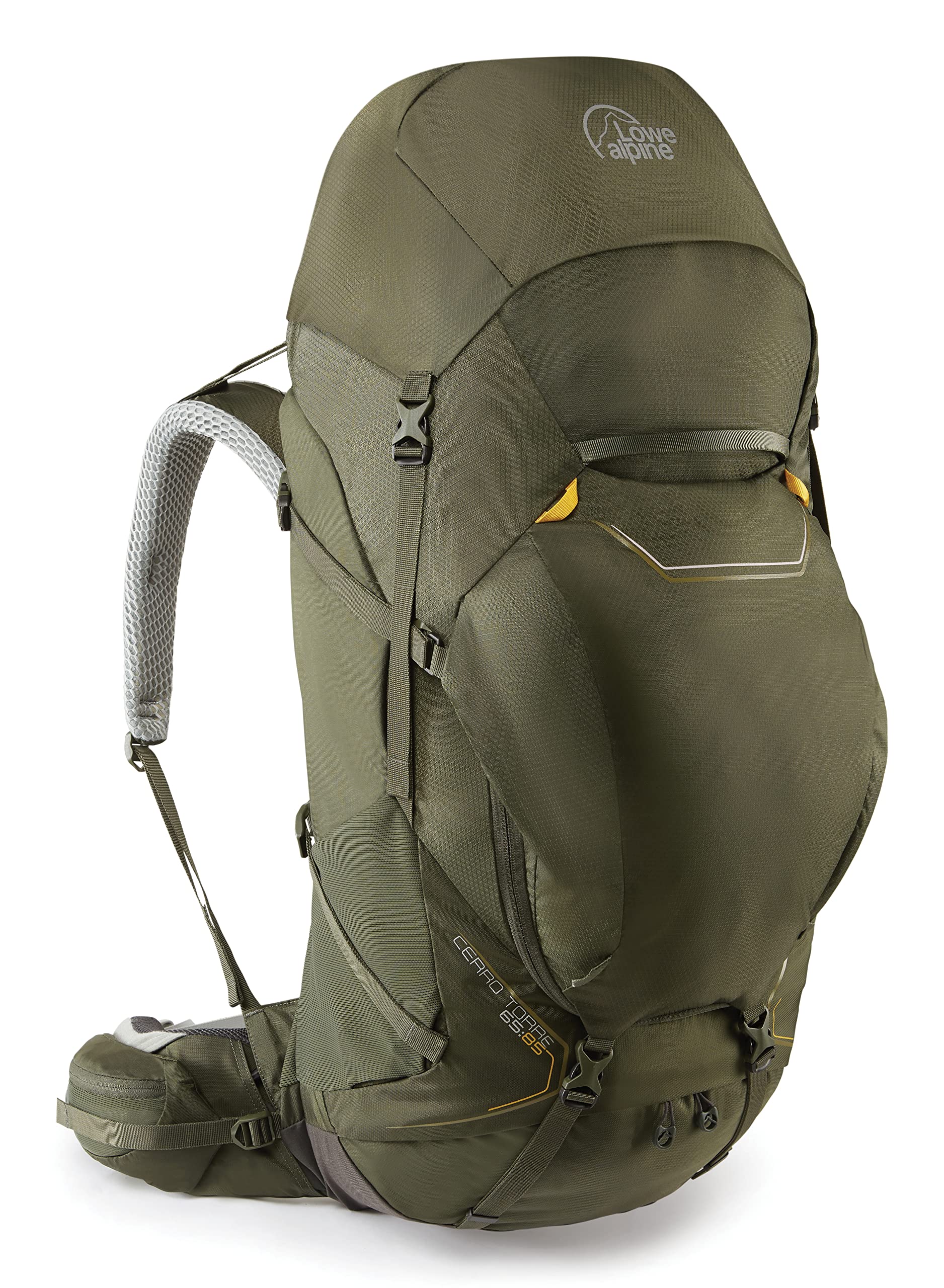 Lowe Alpine Cerro Torre Long-Distance & Remote Hiking Backpack, Cerro Torre 65:85 Liter L/XL, Dark Olive