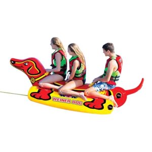 wow sports weiner dog towable tube for boating - 1 to 3 person towable - durable tubes for boating