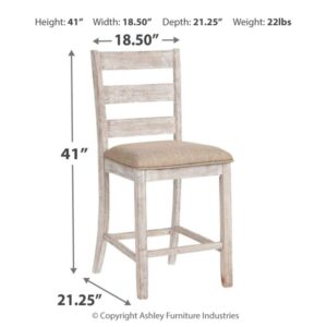 Signature Design by Ashley Skempton 24" Counter Height Upholstered Barstool, Set of 2, Antique White