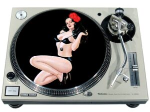 slipmat slip mat scratch pad felt for any 12" lp dj vinyl turntable record player custom graphical - pin-up girl 5 - bk