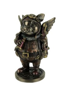 veronese design 5 1/4" steampunk aviator flying pig resin figurine bronze finish