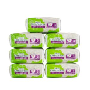 happy little camper natural diapers size 4 (22-37 lbs) - disposable cotton baby diapers with aloe, ultra-absorbent, hypoallergenic and fragrance free for sensitive skin(160) with flushable wipes(200)