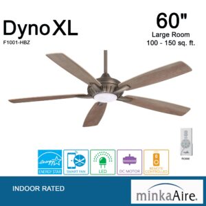 Minka Aire F1001-HBZ Dyno XL 60" Ceiling Fan with LED Light & Remote, Heirloom Bronze