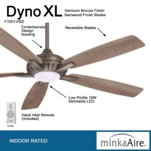 Minka Aire F1001-HBZ Dyno XL 60" Ceiling Fan with LED Light & Remote, Heirloom Bronze