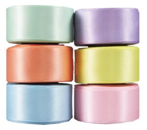 grosgrain/satin ribbon sets for gift package wrapping, hair bow clips & accessories making, sewing, craft projects(6x5yd 7/8" double face satin ribbon combo-pastel)