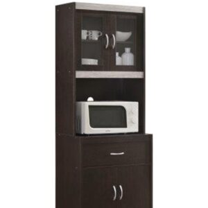 Hodedah HIK96 Choco Kitchen Cabinet, Chocolate Grey