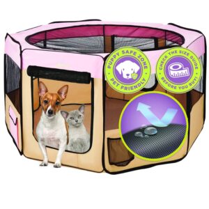 zampa puppy playpen small 36"x36"x24" portable pop up playpen for dog and cat, foldable | indoor/outdoor kitten pen & travel pet carrier + carrying case.