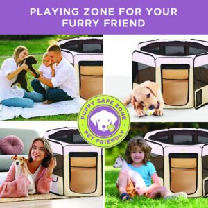 Zampa Puppy Playpen Small 36"x36"x24" Portable Pop Up Playpen for Dog and Cat, Foldable | Indoor/Outdoor Kitten Pen & Travel Pet Carrier + Carrying Case.