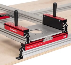 woodpeckers slab flattening mill, extended, 38"x128"/62"x104" capacity, usa made wood slab leveling jig, includes router sled, rails, clamping dogs