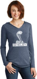 ford shelby cobra ladies tri blend hoodie, navy medium