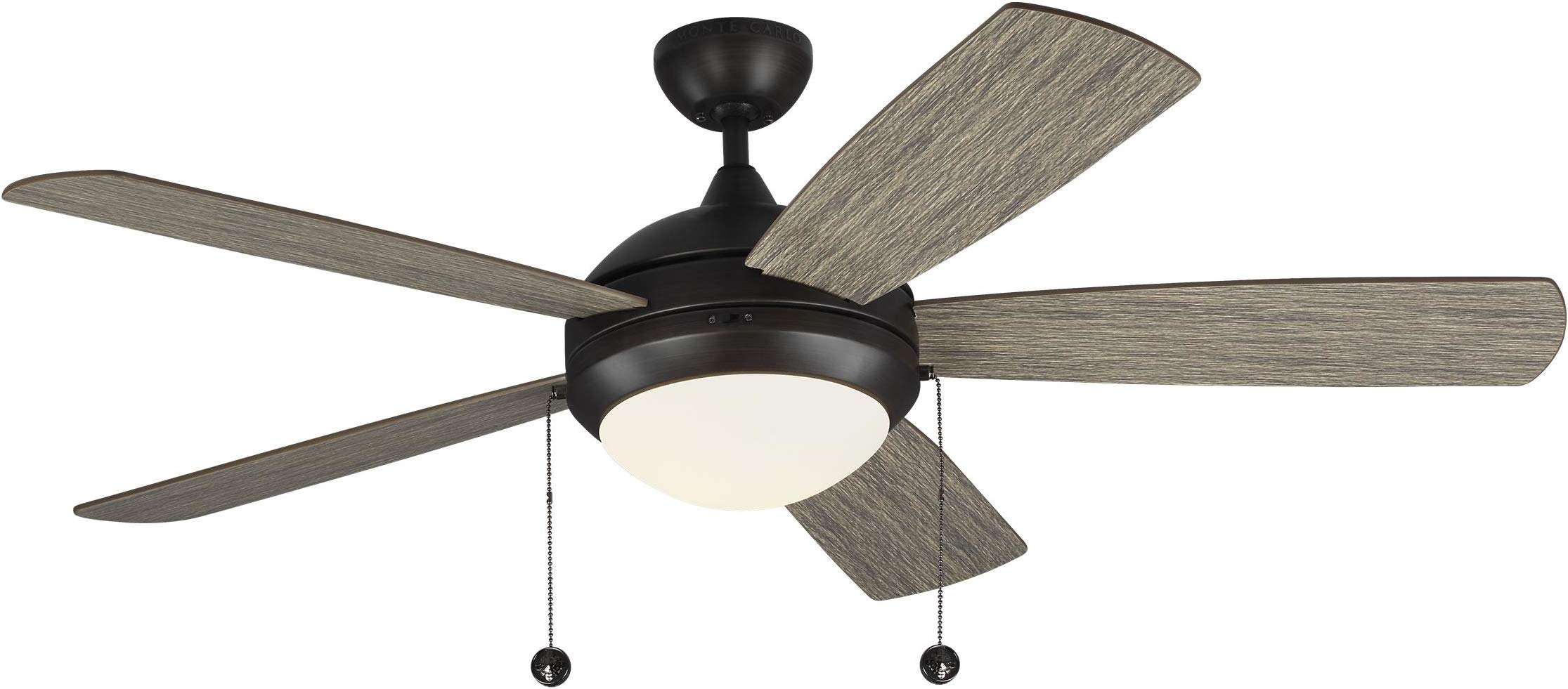 Monte Carlo 5DIC52AGPD-V1 Discus Classic TSCA Title VI Compliant 52" Ceiling Fan with LED Light and Pull Chain, 5 Reversible Blades, Aged Pewter