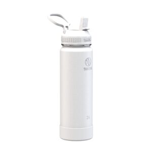 takeya actives 24 oz vacuum insulated stainless steel water bottle with straw lid, premium quality, arctic