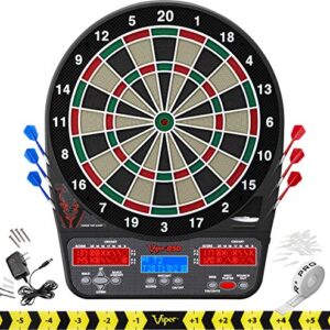 Viper 850 Electronic Dartboard, Ultra Bright Triple Score Display, 50 Games With 470 Scoring Variations, Regulation Size Target-Tested-Tough Segments Made From High Grade Nylon, Includes 6 Darts,Black