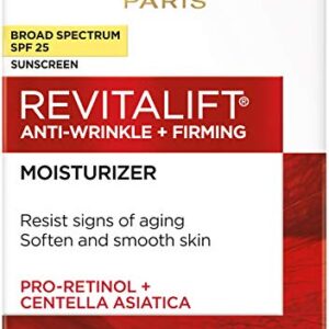 L'Oréal Paris Revitalift Anti-Wrinkle and Firming Face Moisturizer with SPF 25, Pro Retinol 2.55 oz