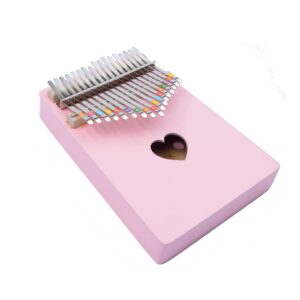 thumb piano 17 keys mbira african finger piano kalimba included key stickers gifts for kids wooden (pink）portable music instrument for toddlers children girl friend easy to learn