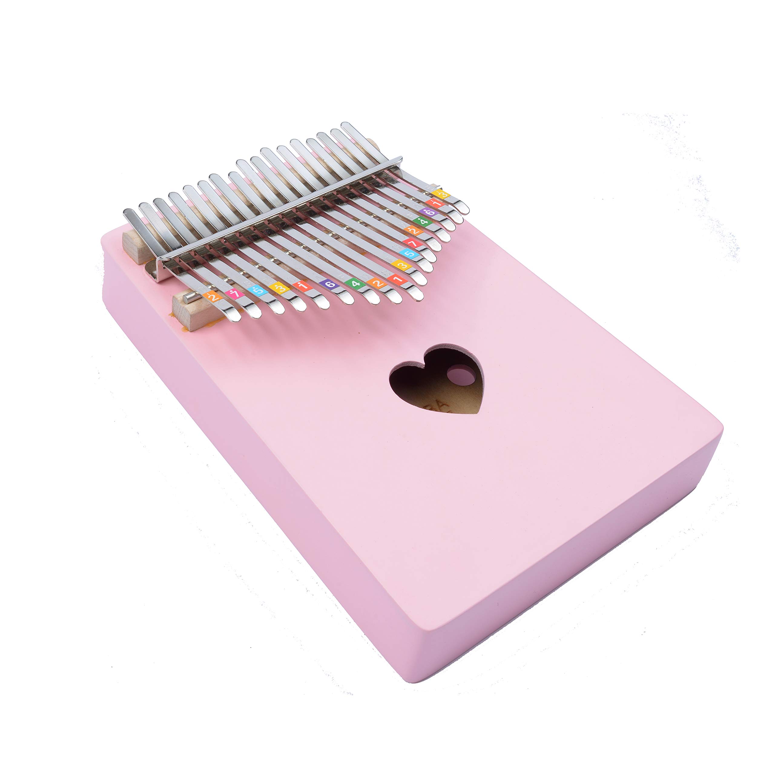 Thumb Piano 17 Keys Mbira African Finger Piano Kalimba Included Key Stickers Gifts for kids Wooden (Pink）Portable music Instrument for Toddlers Children Girl Friend Easy to Learn