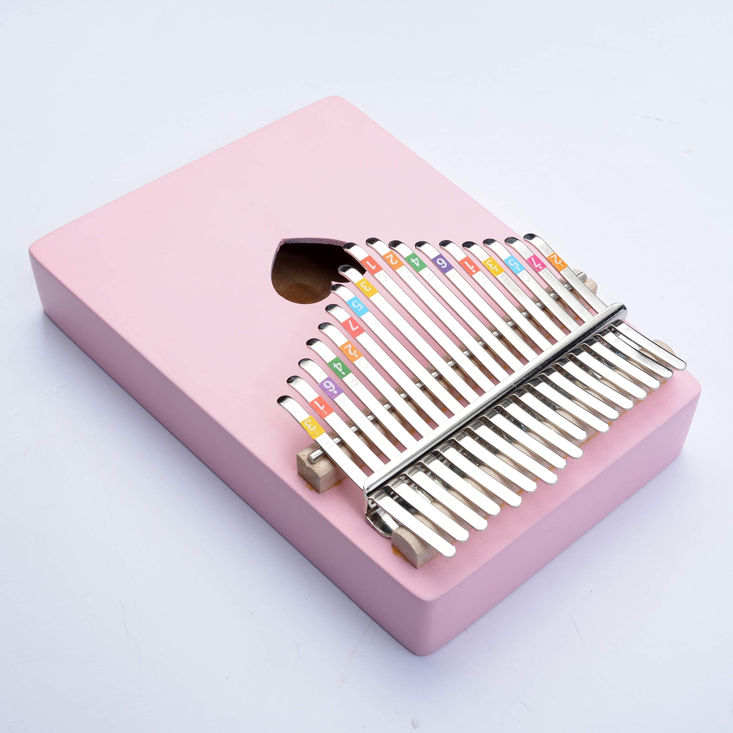 Thumb Piano 17 Keys Mbira African Finger Piano Kalimba Included Key Stickers Gifts for kids Wooden (Pink）Portable music Instrument for Toddlers Children Girl Friend Easy to Learn