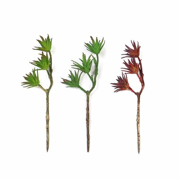 Tableclothsfactory Set of 3 | 13” Assorted Artificial Succulent Plants Yucca Aloe Vera Long Stem Mini Green Plants