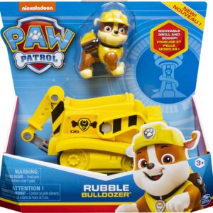 Paw Patrol, Rubble’s Bulldozer Vehicle with Collectible Figure, for Kids Aged 3 and Up