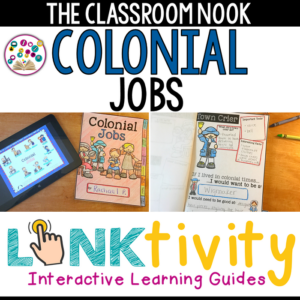 colonial jobs linktivity digital interactive learning guide + flipbook {google classroom compatible}