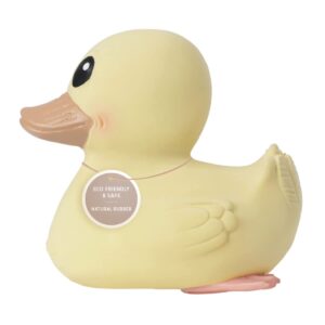 hevea kawan mini rubber duck - 100% natural rubber baby bath toy - eco friendly, perfect for playing, teething, and bathing - mold free bath toys - eggnog