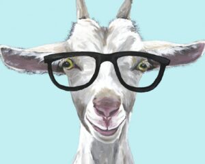 goat art print - goat decor - goat with glasses art - gifts for goat lovers - cute goat print - goat gifts - goat wall art - goat art from lee keller, hippie hound studios