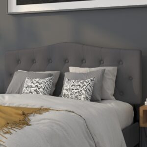 emma + oliver arched button tufted queen size headboard in dark gray fabric