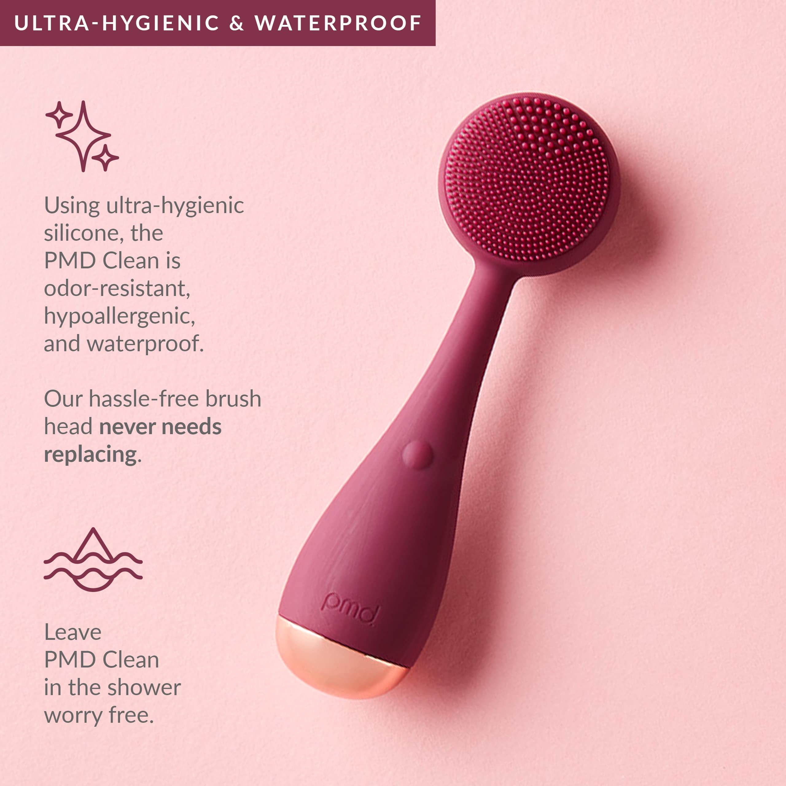 PMD Clean - Smart Facial Cleansing Device with Silicone Brush & Anti-Aging Massager - Waterproof - SonicGlow Vibration Technology - Clear Pores and Blackheads - Lift, Firm, and Tone Skin