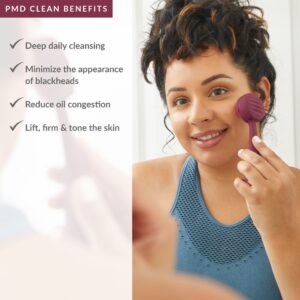 PMD Clean - Smart Facial Cleansing Device with Silicone Brush & Anti-Aging Massager - Waterproof - SonicGlow Vibration Technology - Clear Pores and Blackheads - Lift, Firm, and Tone Skin