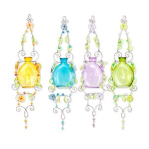 set of four glass rooter hanging vases - pastel glass planter - home and garden décor