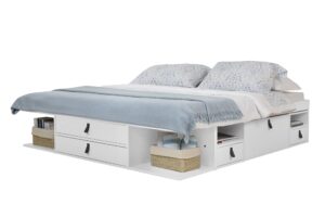 memomad bali storage platform bed with drawers (queen size, off white)