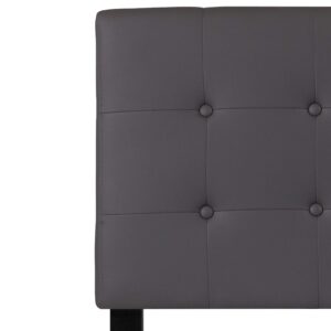 EMMA + OLIVER Button Tufted Upholstered Twin Size Headboard in Gray Vinyl